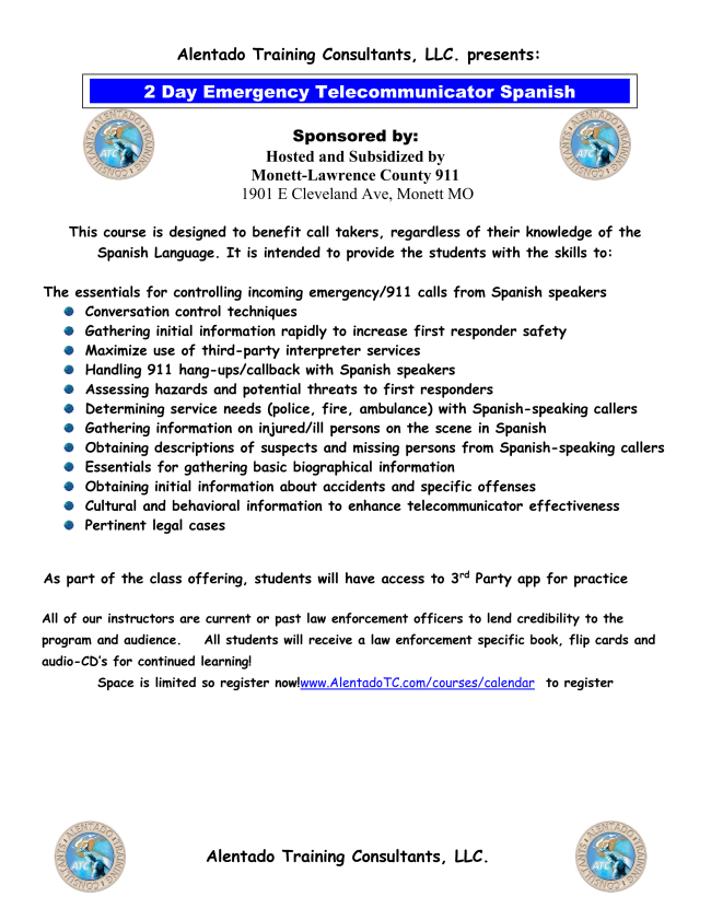Alentado Training Consultants, LLC Event