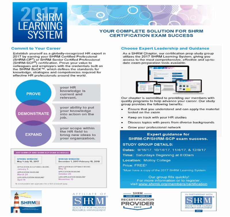 SHRM-LI Certification Study Group - Fall 2017 - Registration Open!