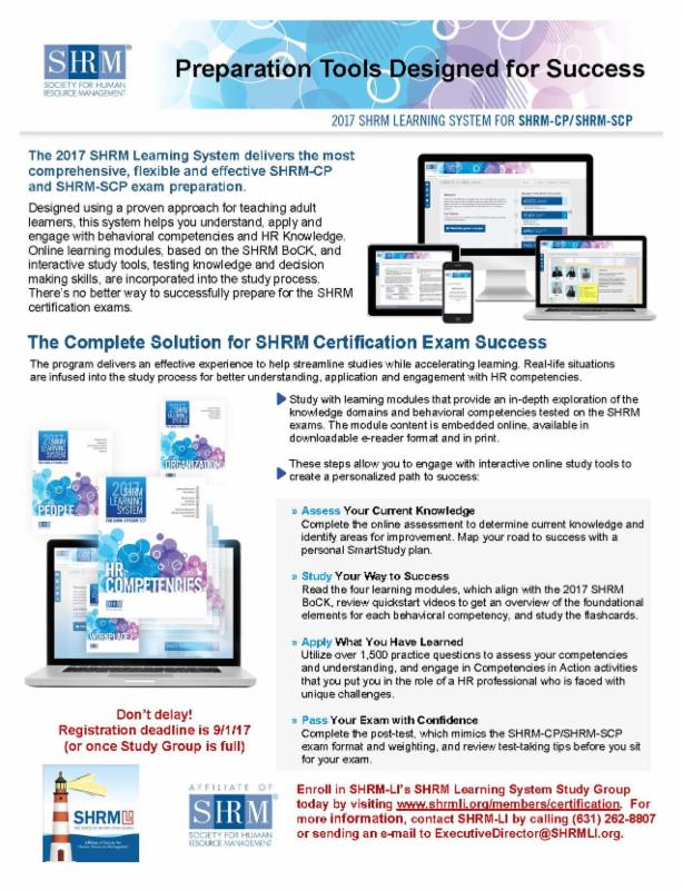 SHRM-LI Certification Study Group - Fall 2017 - Registration Open!