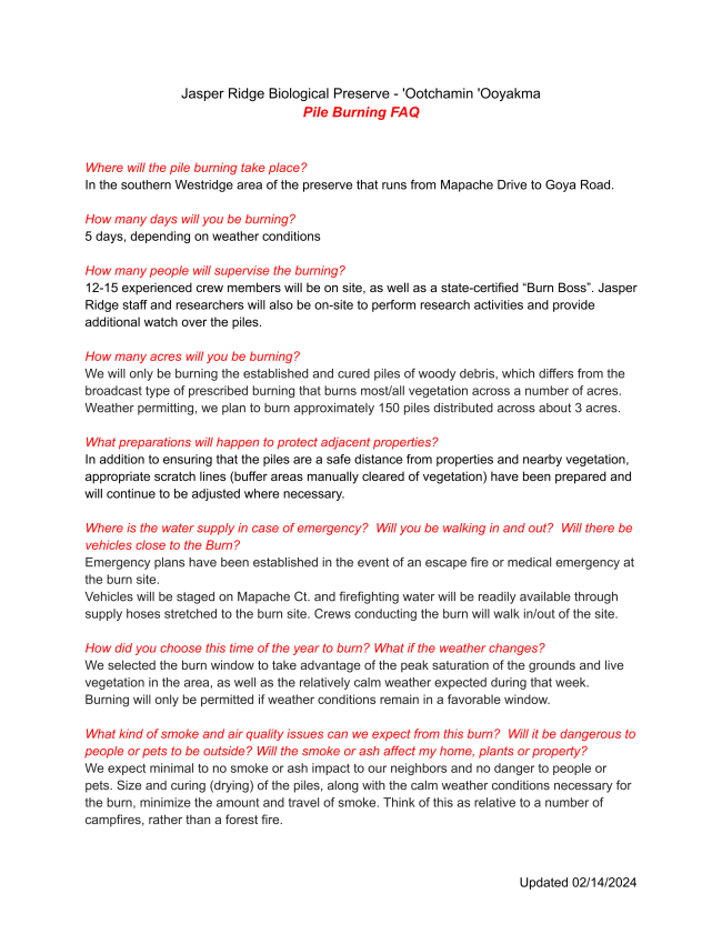 Stanford's Jasper Ridge Biological Preserve Fuel Reduction Project