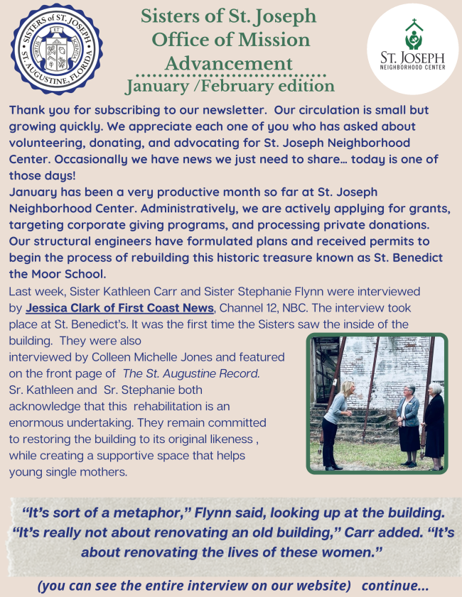 SJNC Newsletter - January 2022 Edition