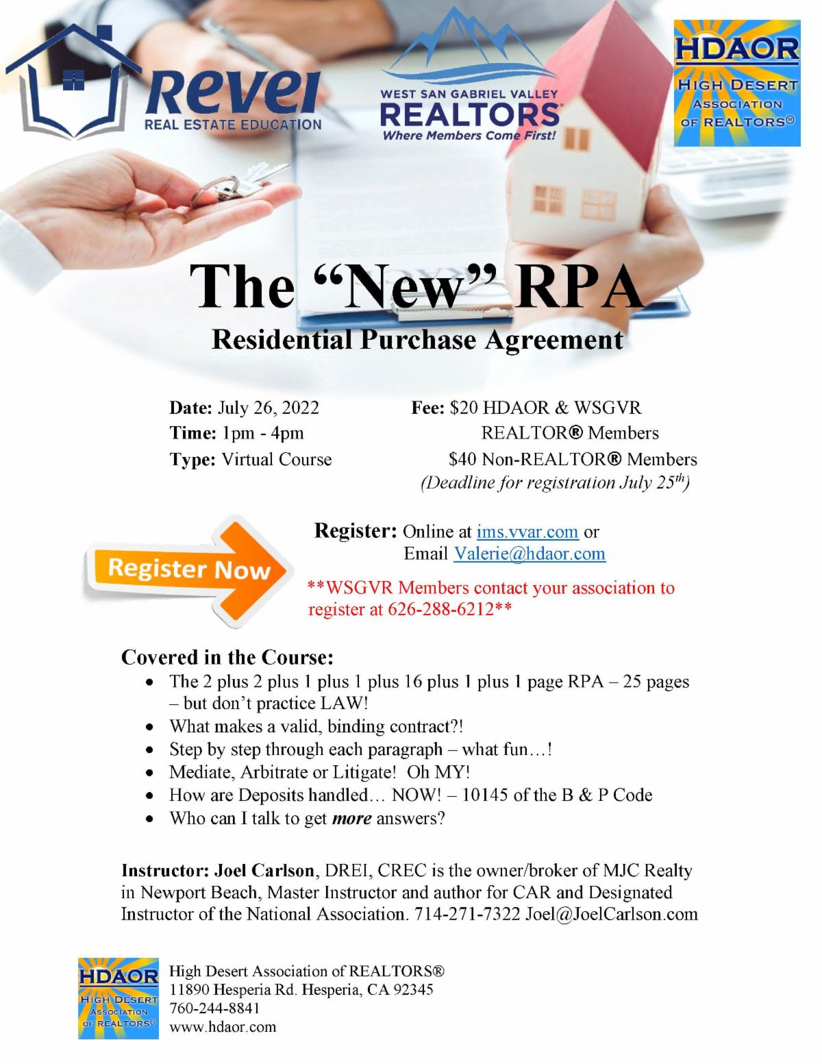 The "NEW" RPA Residential Purchase Agreement