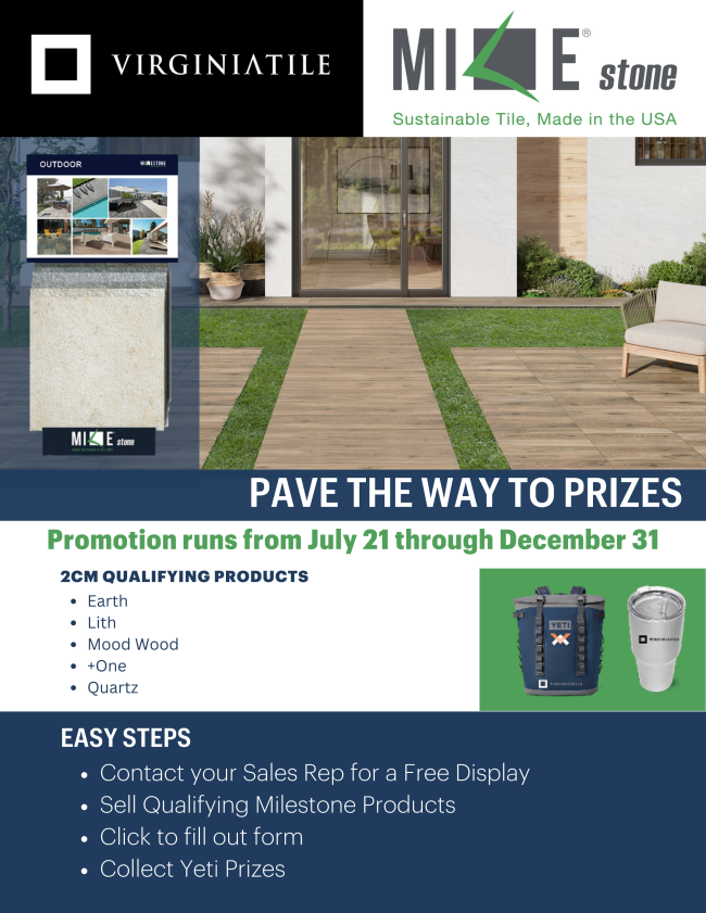 Pave the Way to Prizes Promotion with Virginia Tile and Milestone 2CM