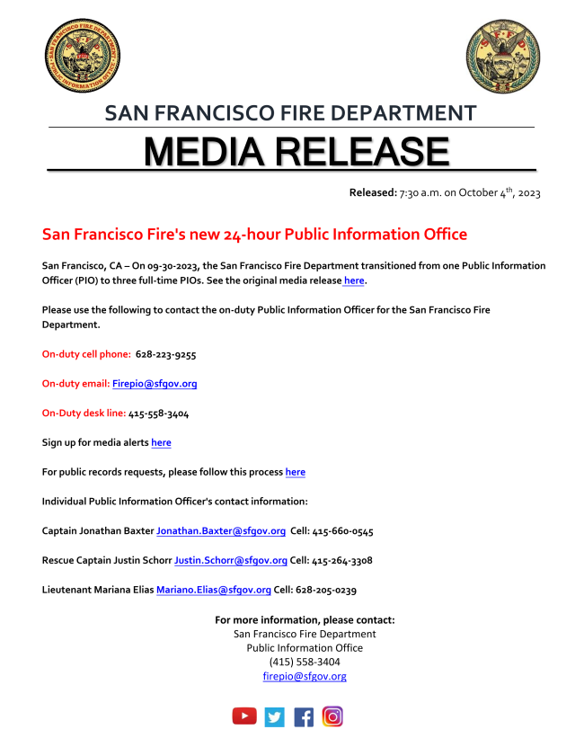 San Francisco Fire Department News