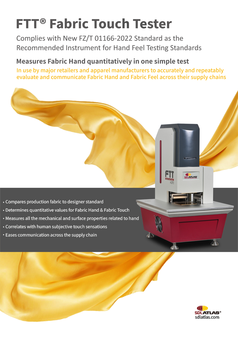 FTT® Fabric Touch Tester Complies with New FZ/T 01166-2022 Standard