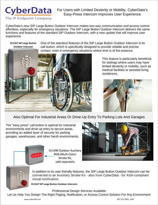 Reminder: CyberData’s Easy Press Intercom Improves Experience For Users ...