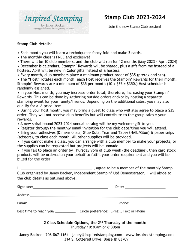 Stamp Club 2023 - 2024 Cancelled
