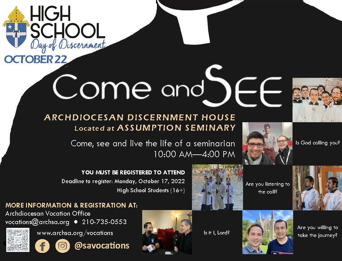 "Come & See" for High School Students at Assumption Seminary