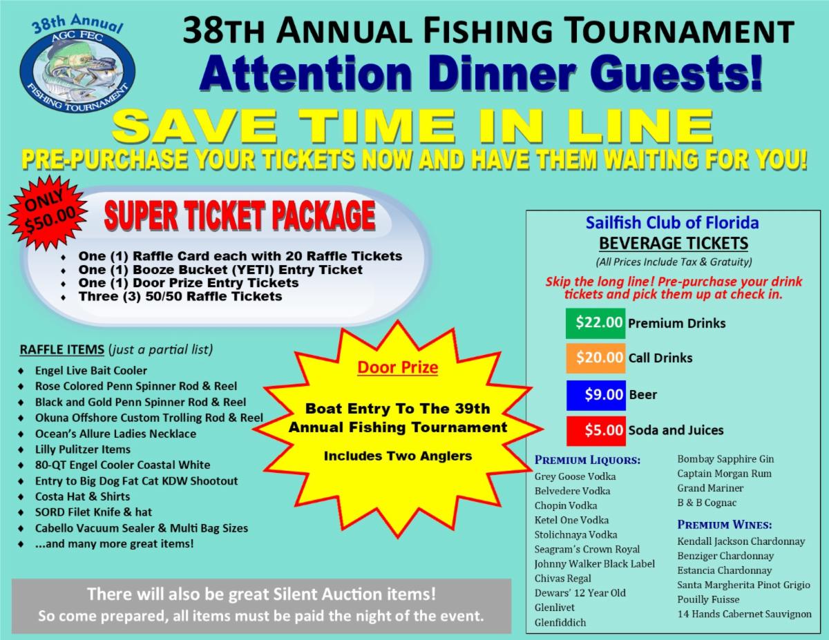 38th Annual Fishing Tournament Super Ticket Package for Awards Dinner
