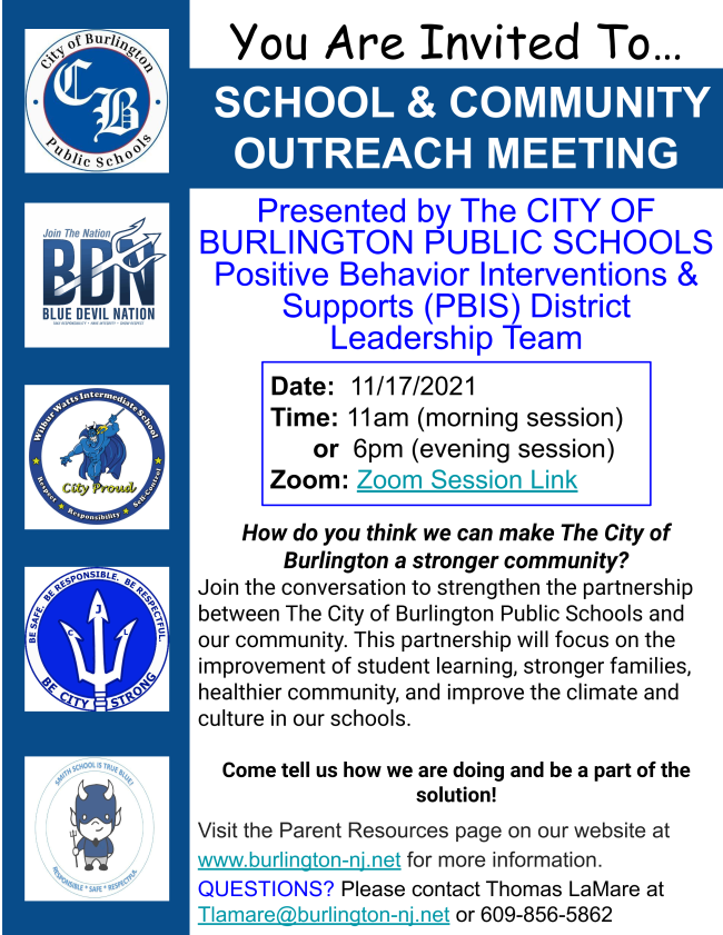 You Are Invited: School & Community Outreach Meeting