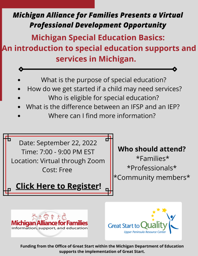 Michigan Alliance for Families Presents a Virtual Professional ...