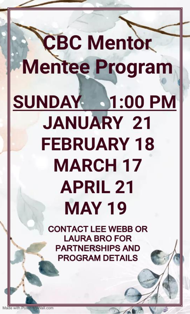 Mentor Mentee Program Resumes Sunday, January 21