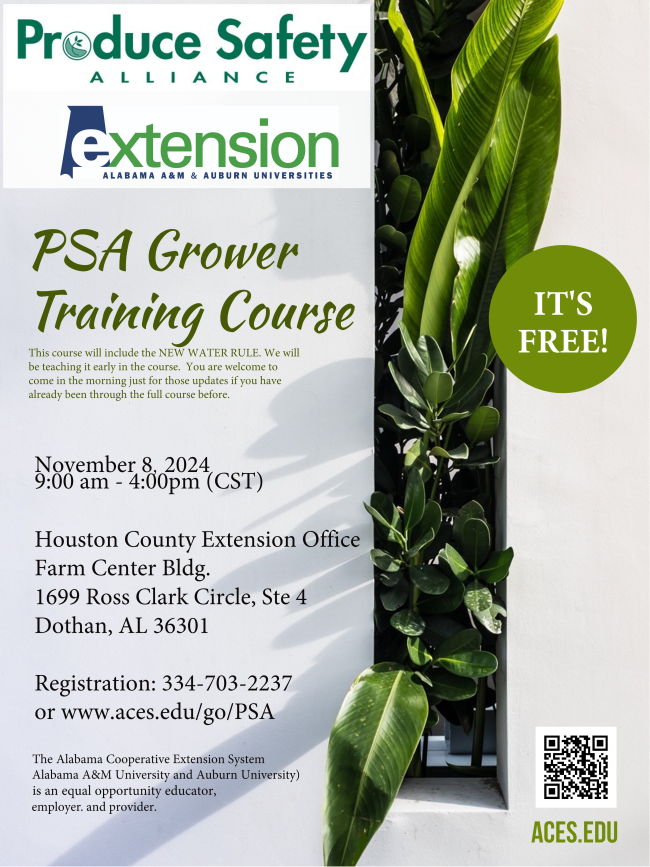 Upcoming PSA Grower Training