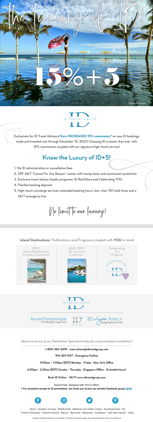 ID's 15% + 5 commission!